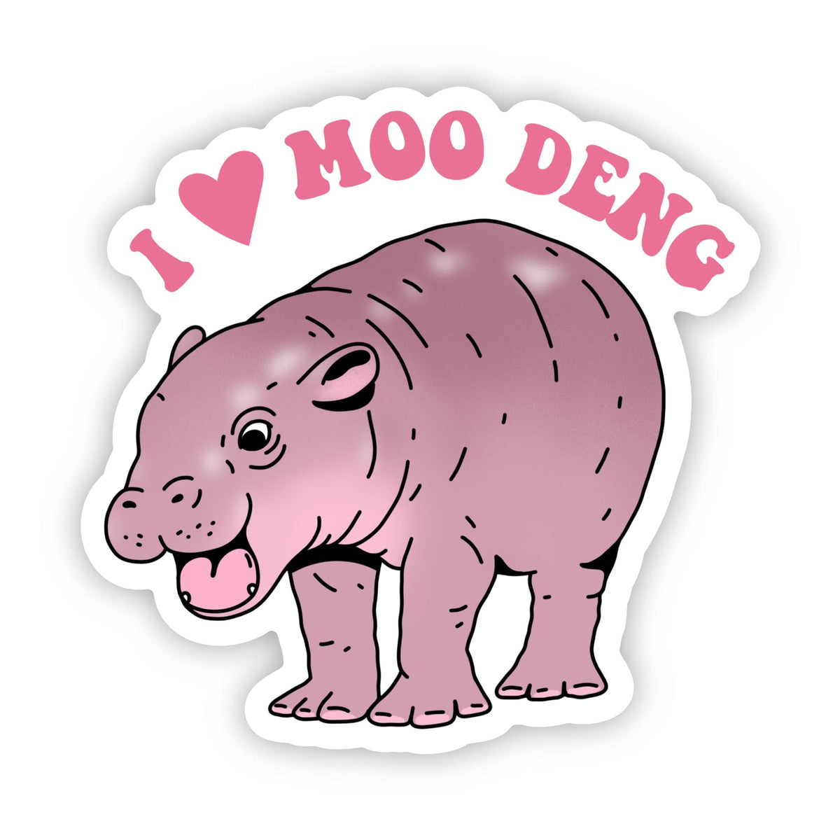 I Love Moo Deng Hippo Sticker – Big Moods