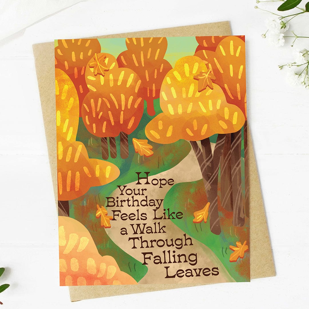 "Like a walk through falling leaves" Fall Birthday Card – Big Moods