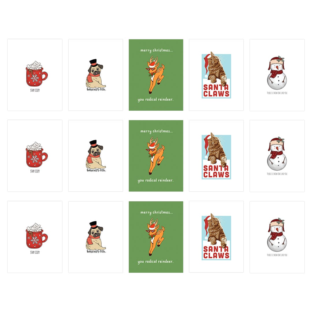 Punny Christmas Cards 15 Pack (3x of each design) – Big Moods