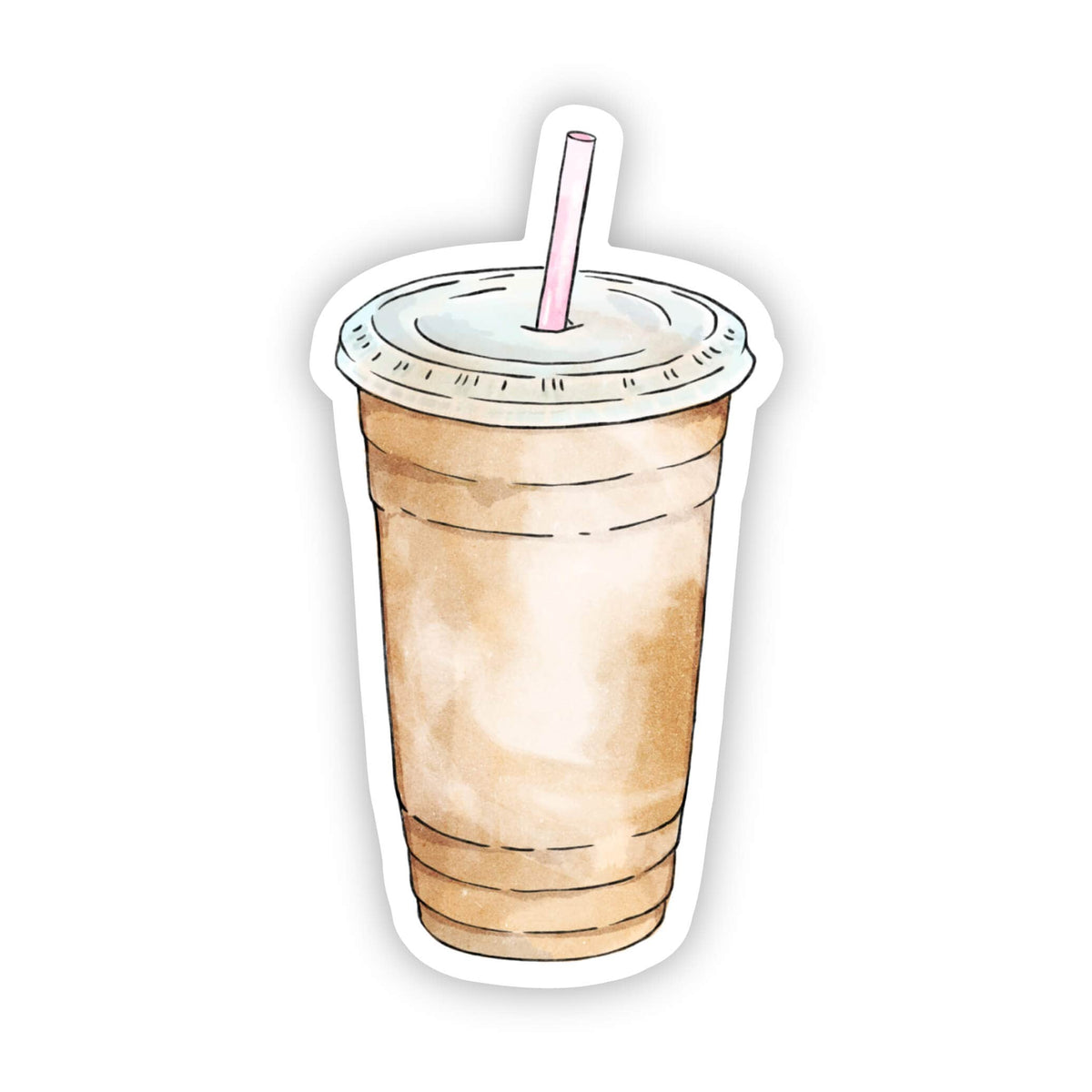 Iced Coffee Pink Straw Sticker – Big Moods