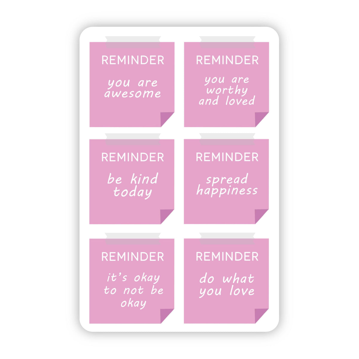 Positive Reminder Notes Pink Sticker – Big Moods