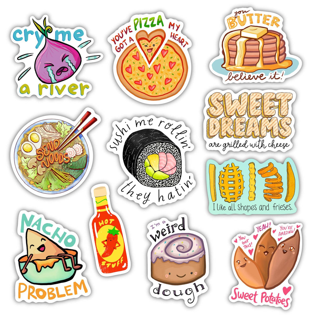 Food Pun Stickers 11 Pack – Big Moods