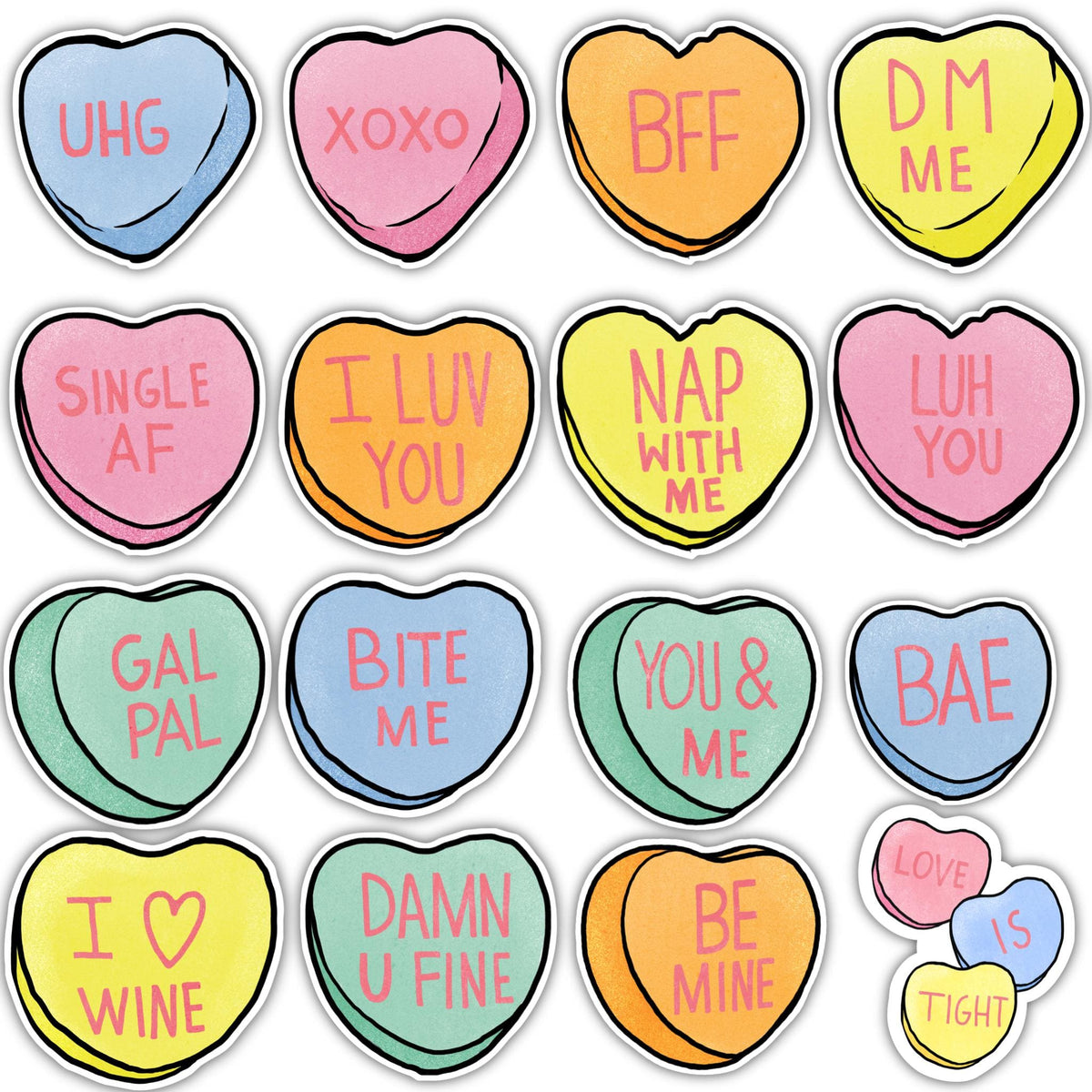 Valentine's Sticker Heart 16 Pack – Big Moods
