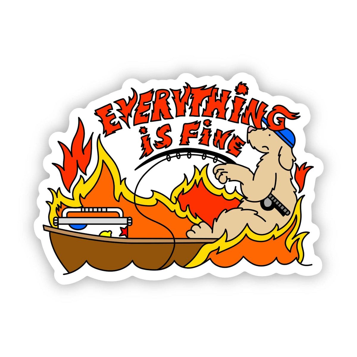 "Everything is fine!" Dog Fire Sticker – Big Moods