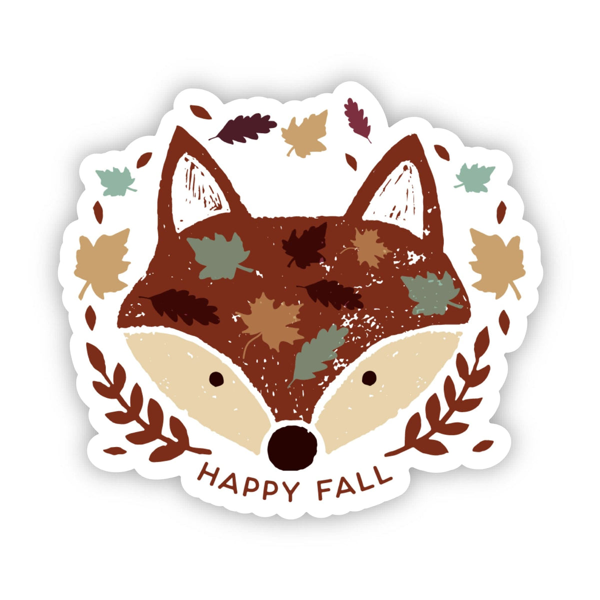 Happy Fall Fox & Leaf Wreath Sticker – Big Moods