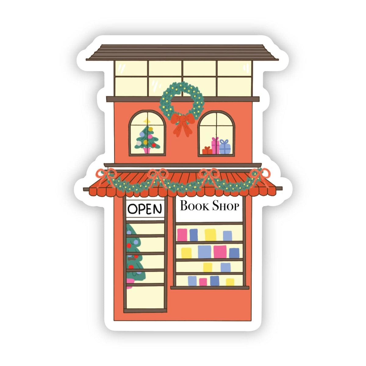 Book Store Scene Christmas Sticker – Big Moods