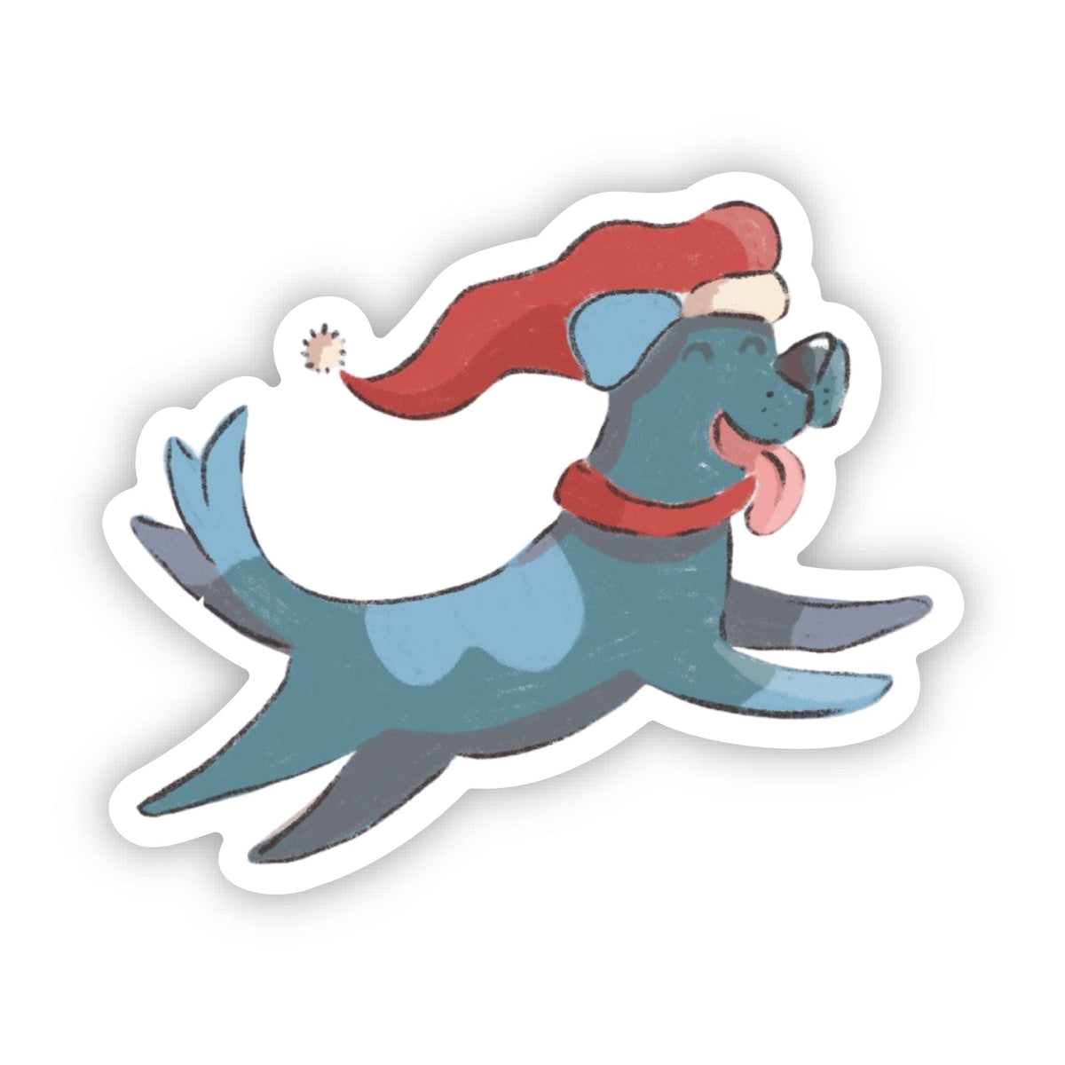 Santa Hat Dog Christmas Sticker – Big Moods