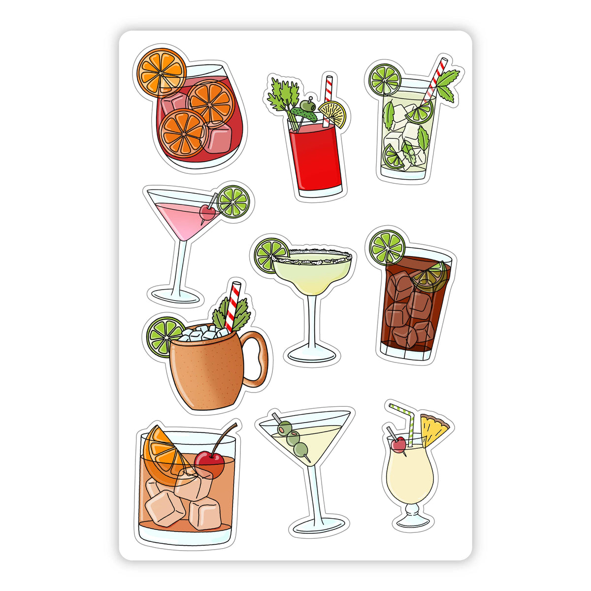 Cocktail Drinks Mini Sticker Sheet – Big Moods