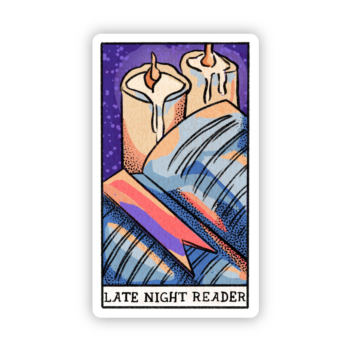 "Late Night Reader" Book Tarot Card Sticker – Big Moods
