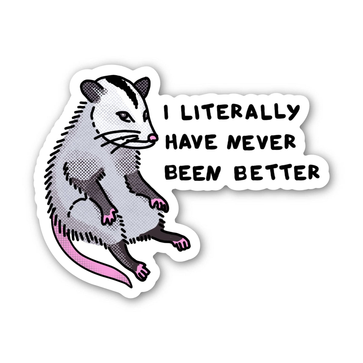 I Literally Have Never Been Better Possum Sticker – Big Moods