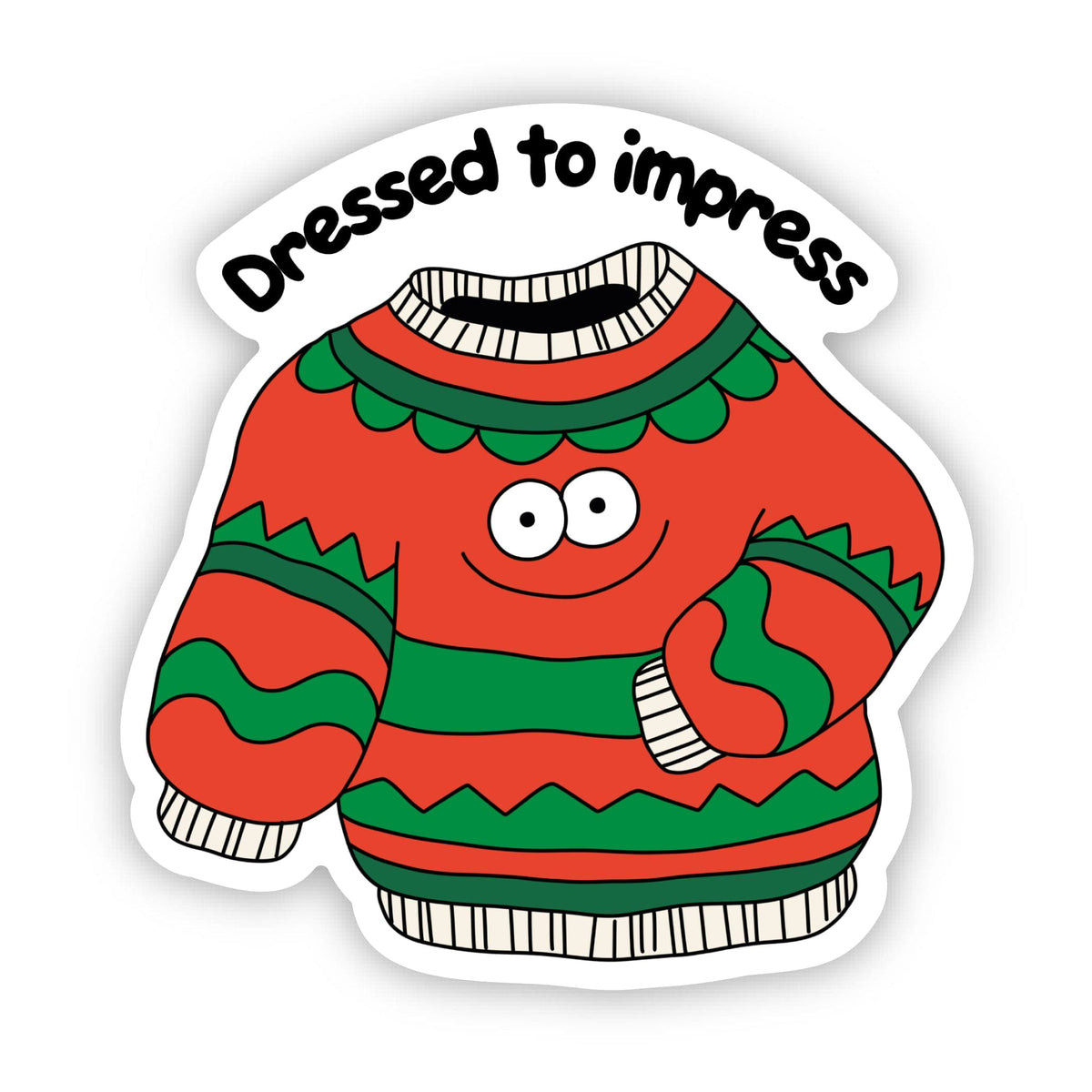 Dressed To Impress Christmas Sweater Sticker – Big Moods