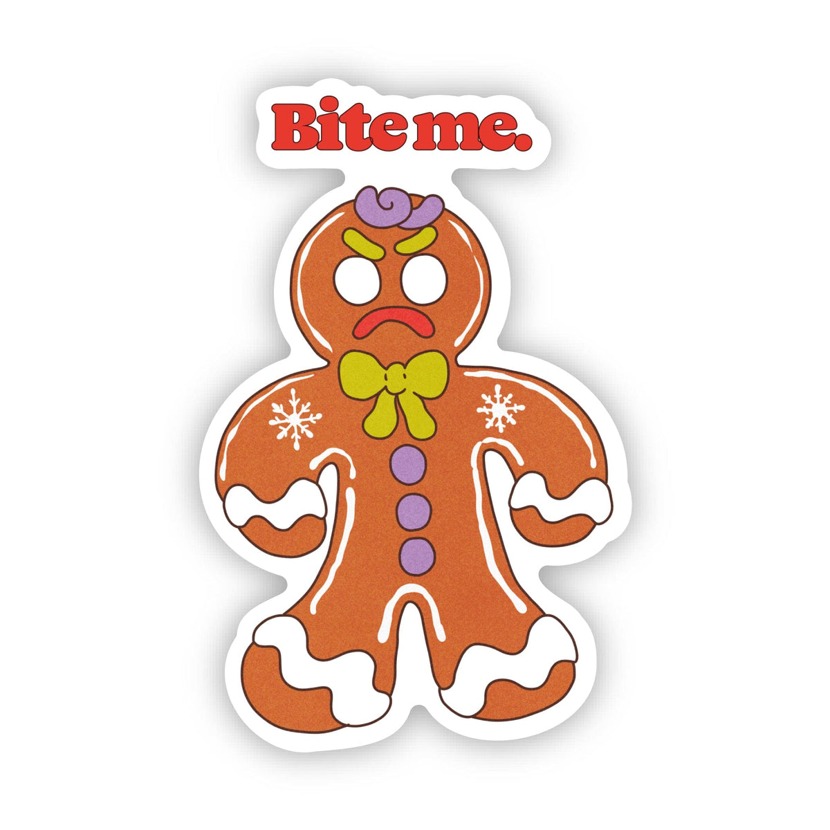 Bite Me Angry Gingerbread Man Sticker – Big Moods
