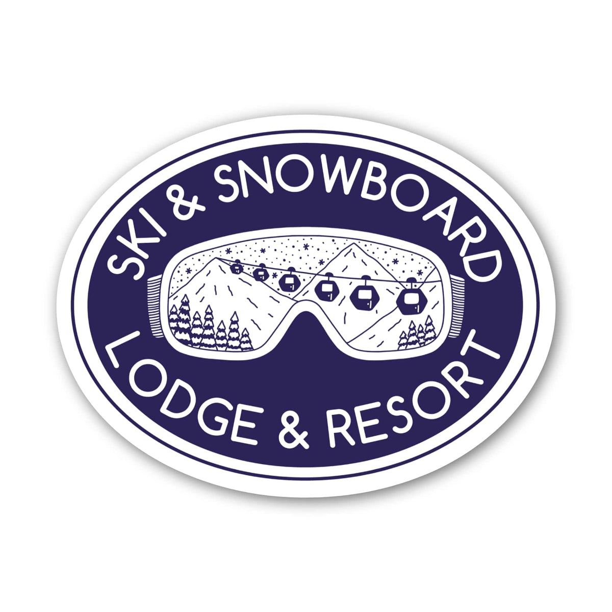 Ski & Snowboard Lodge & Resort Oval Blue Sticker – Big Moods