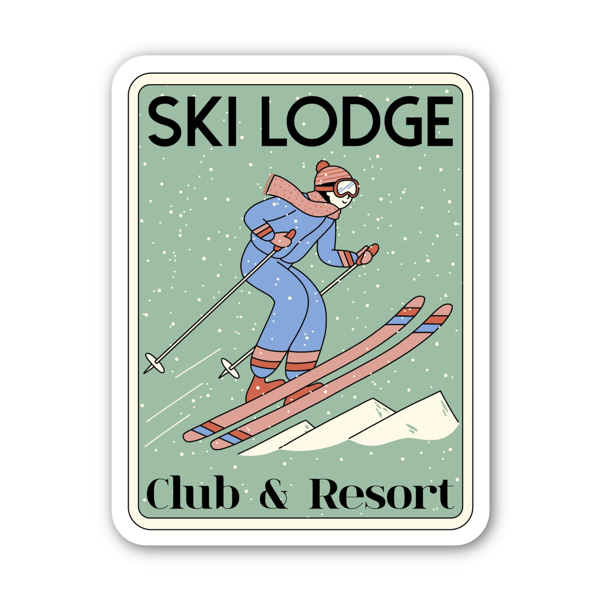 Ski Lodge Club & Resort Green Skiing Sticker – Big Moods