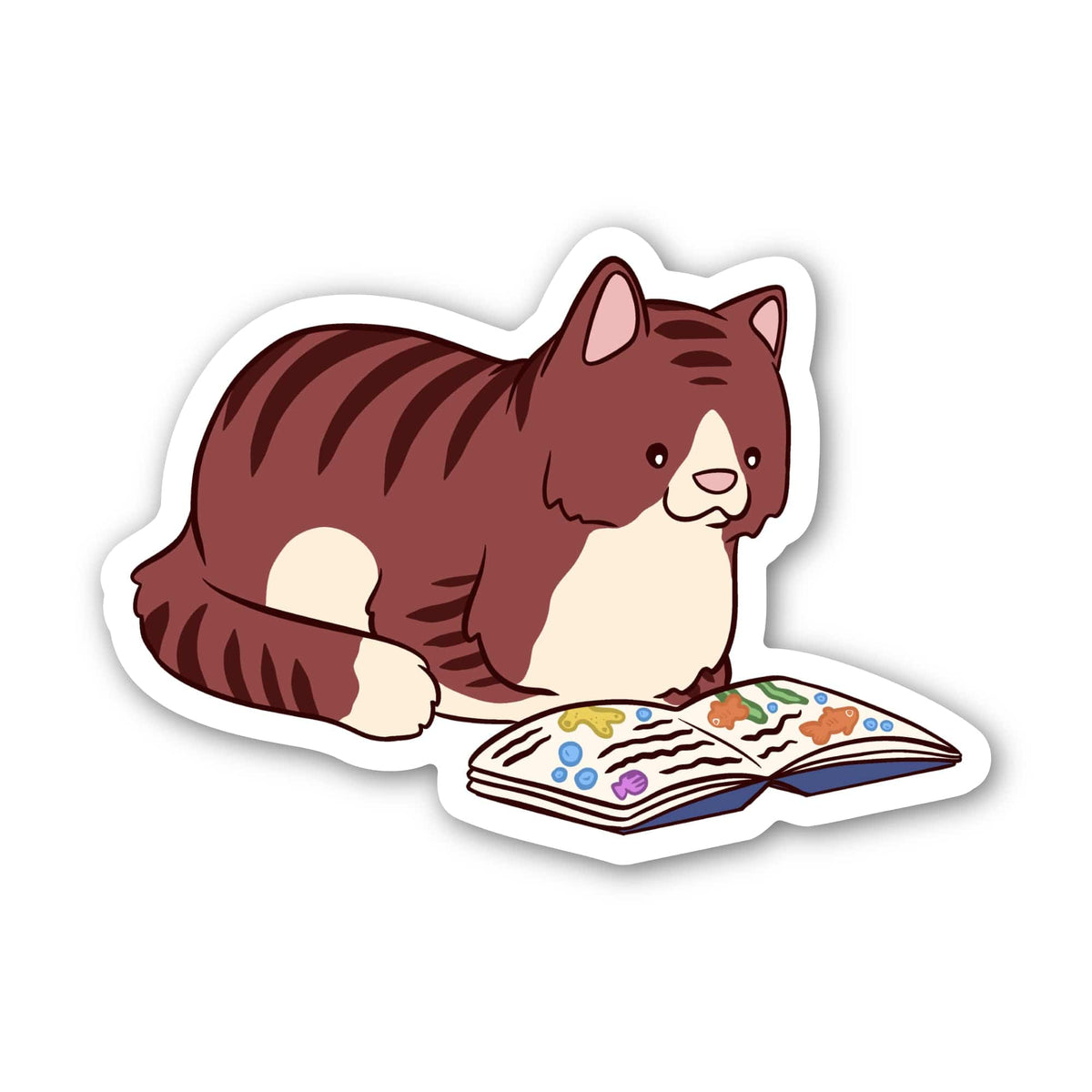 Cat Reading Book Sticker – Big Moods