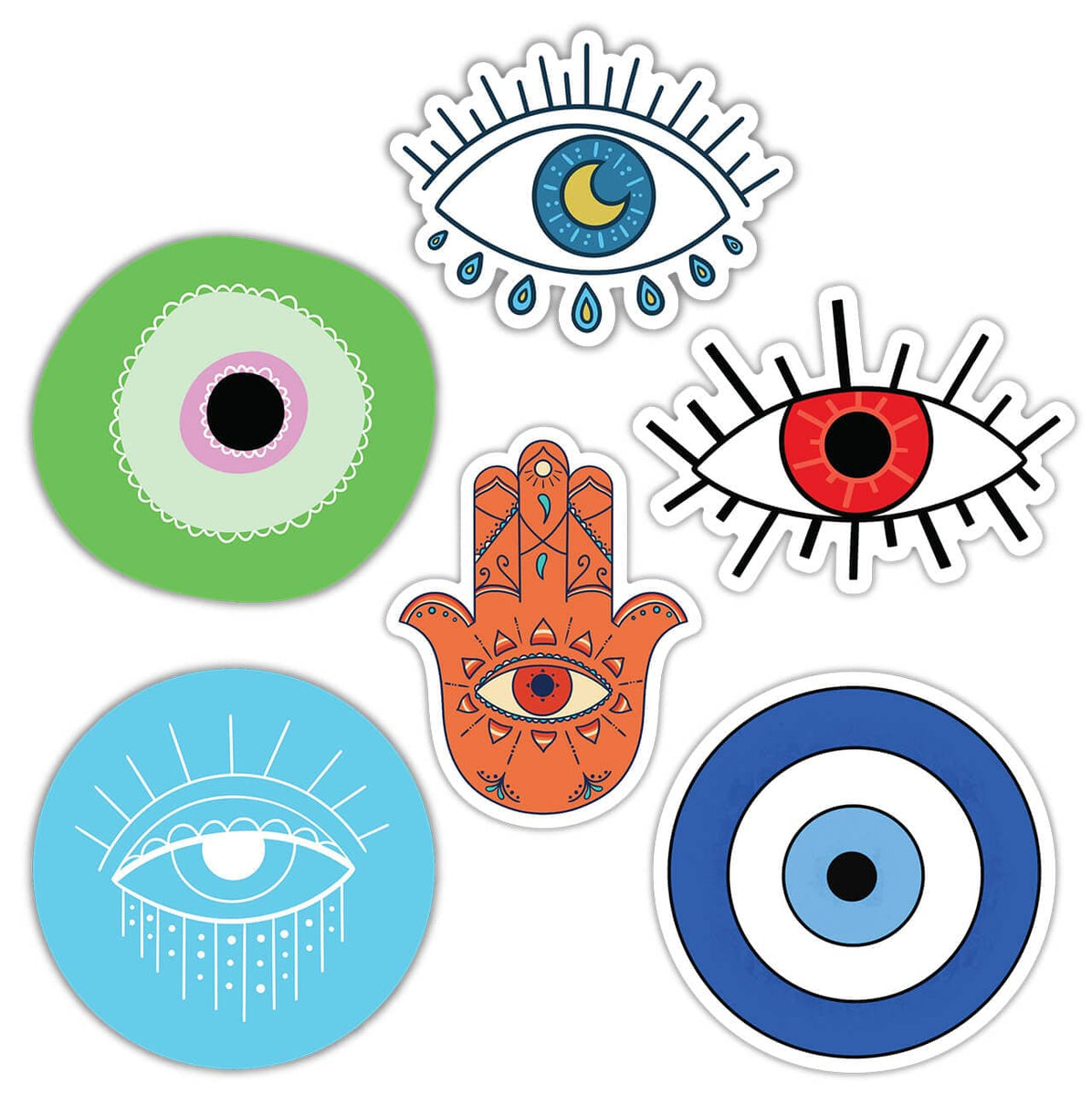 Evil Eye Stickers 6 Pack - Protection, Courage, Intelligence – Big Moods