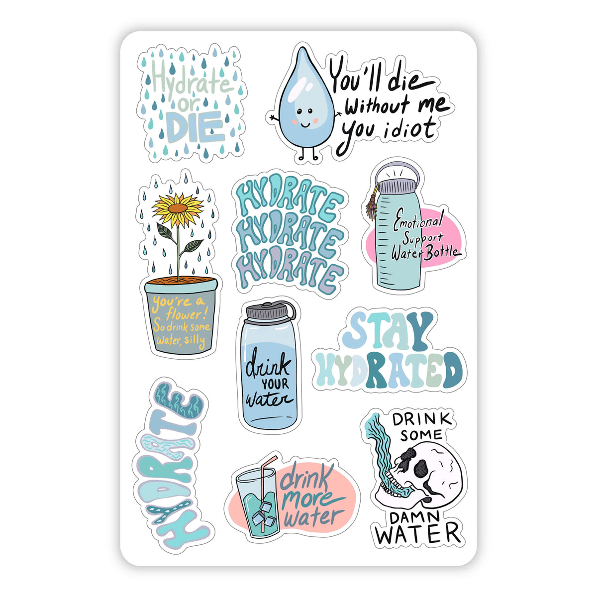 Stay Hydrated Mini Sticker Sheet – Big Moods