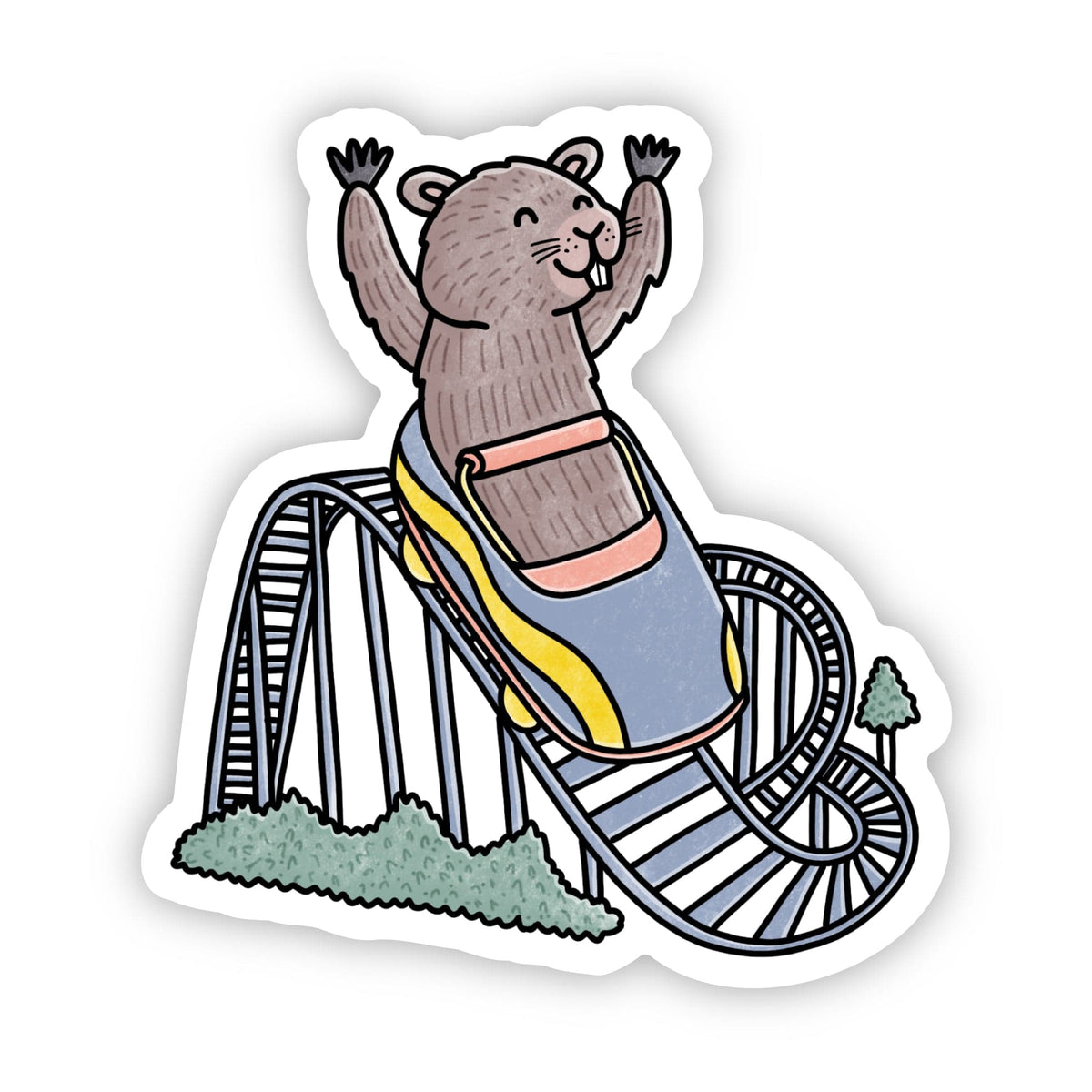 Rollercoaster Riding Beaver Ohio Sticker – Big Moods