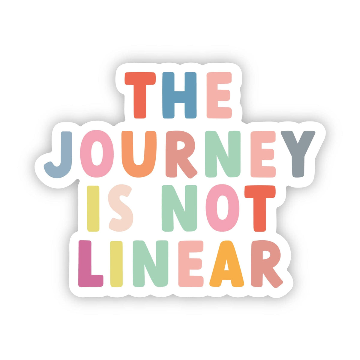 "The Journey Is Not Linear" Multicolor Lettering Sticker – Big Moods