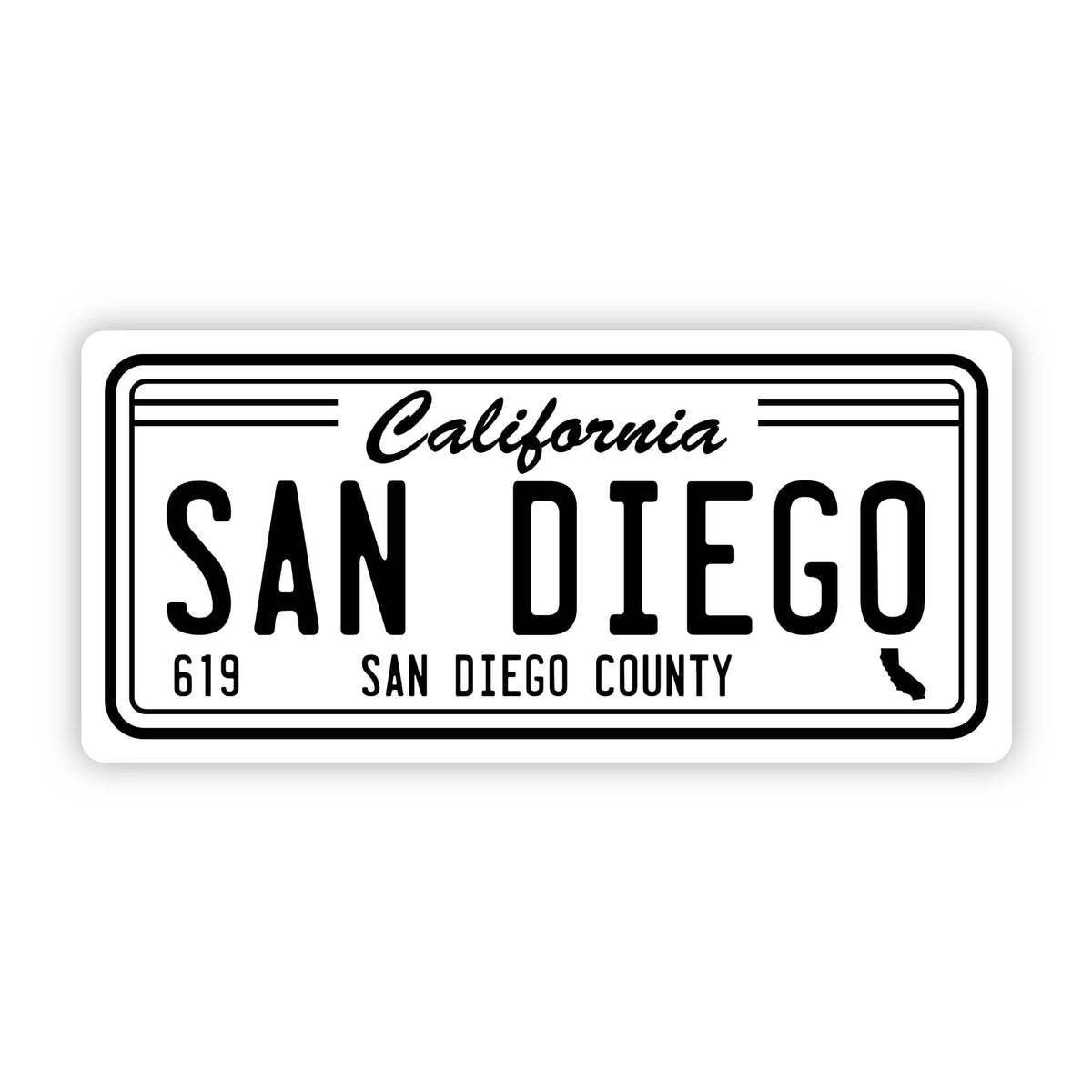 San Diego California 619 License Plate Sticker – Big Moods