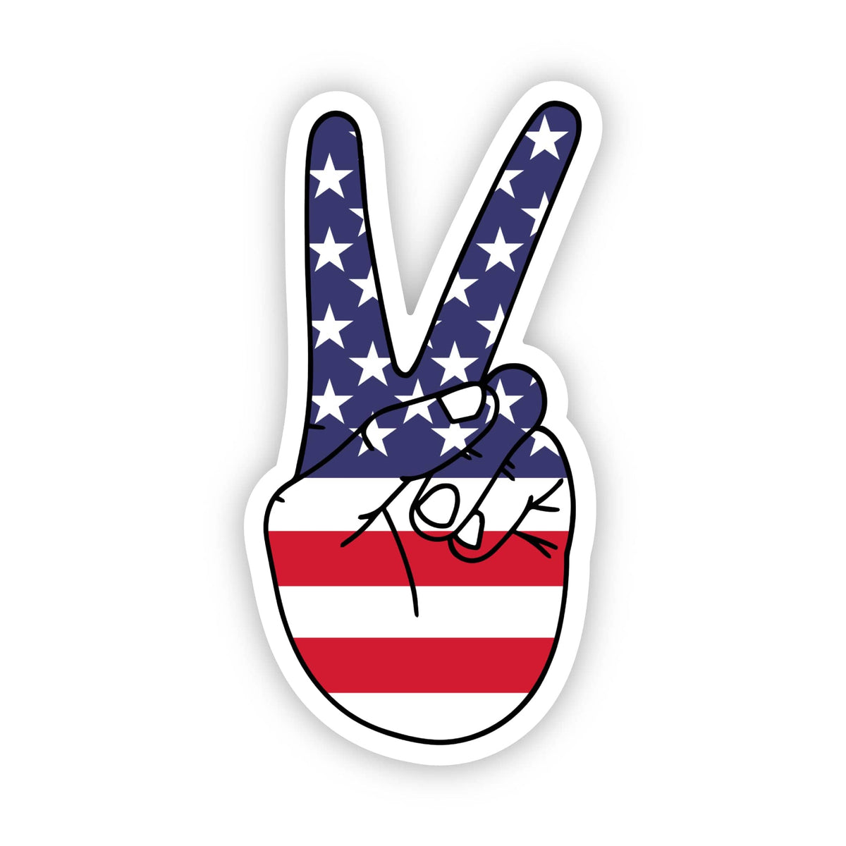 Peace Sign Hand Sticker - Amercan Flag – Big Moods