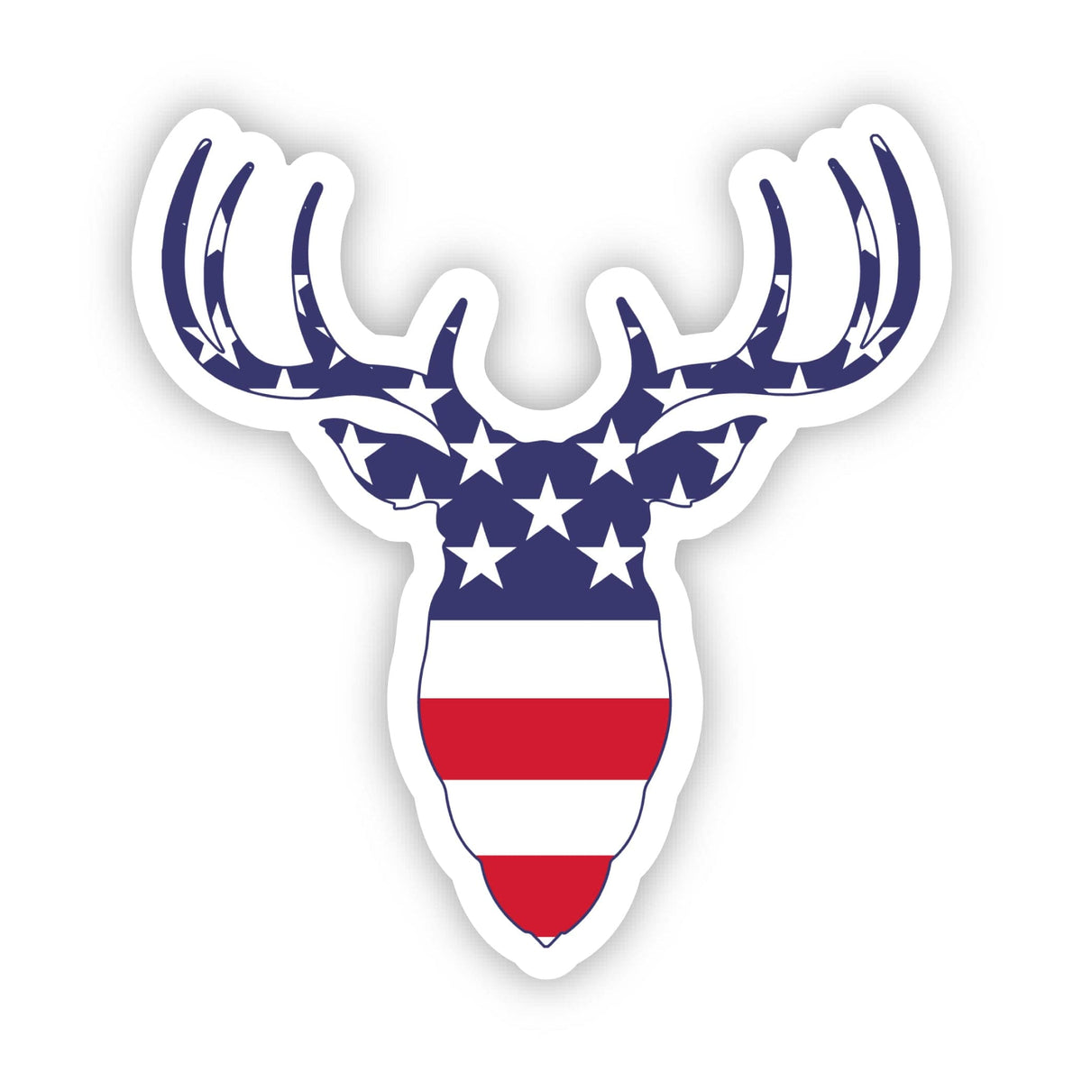 Deer With Antlers Sticker - American Flag – Big Moods