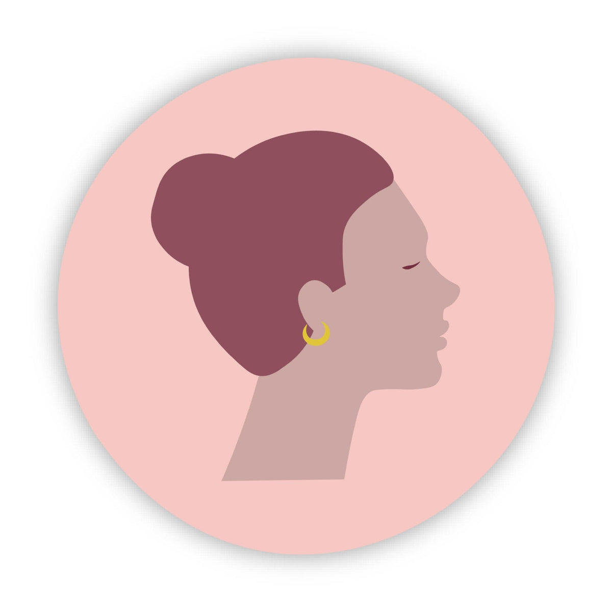 Clean Girl Bun Profile Pink Sticker – Big Moods