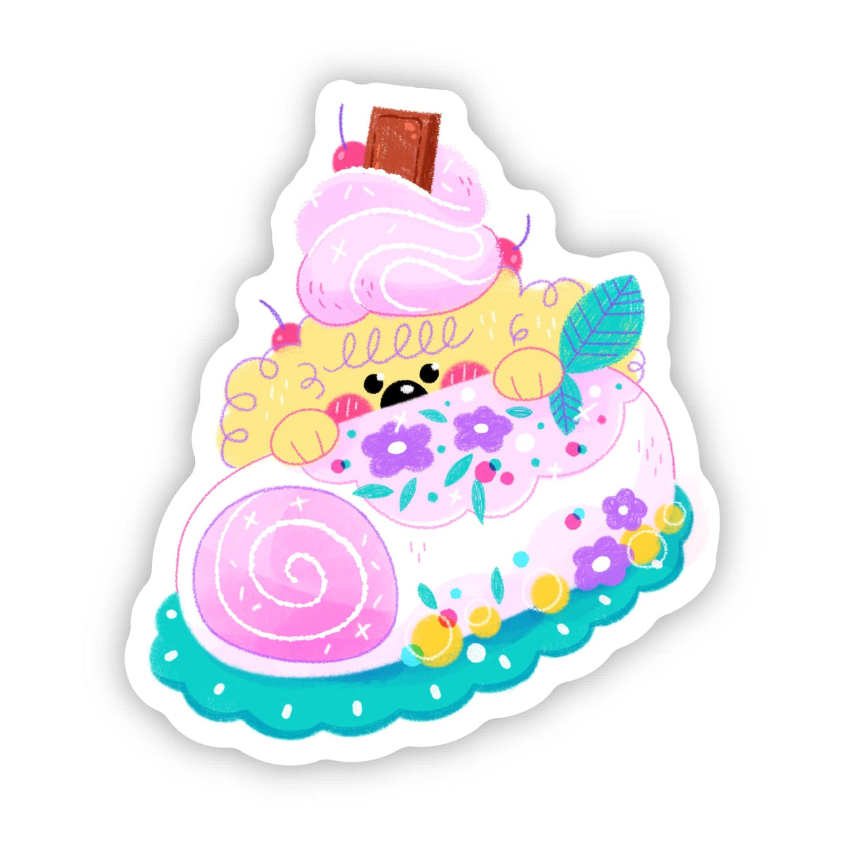 Cute Dog Hiding In Dessert Sticker – Big Moods