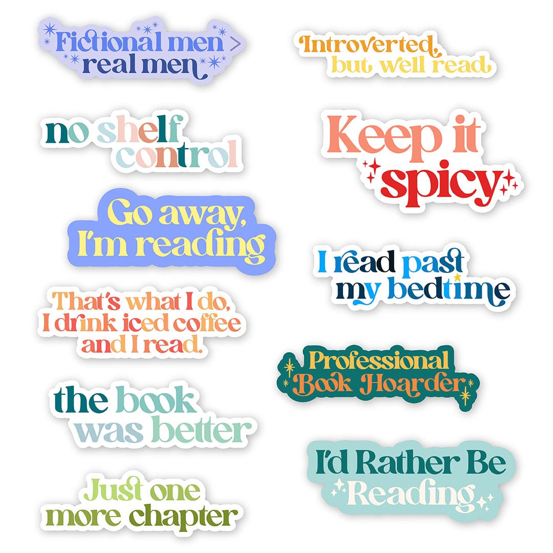 Bookish Text Stickers 11 Pack – Big Moods