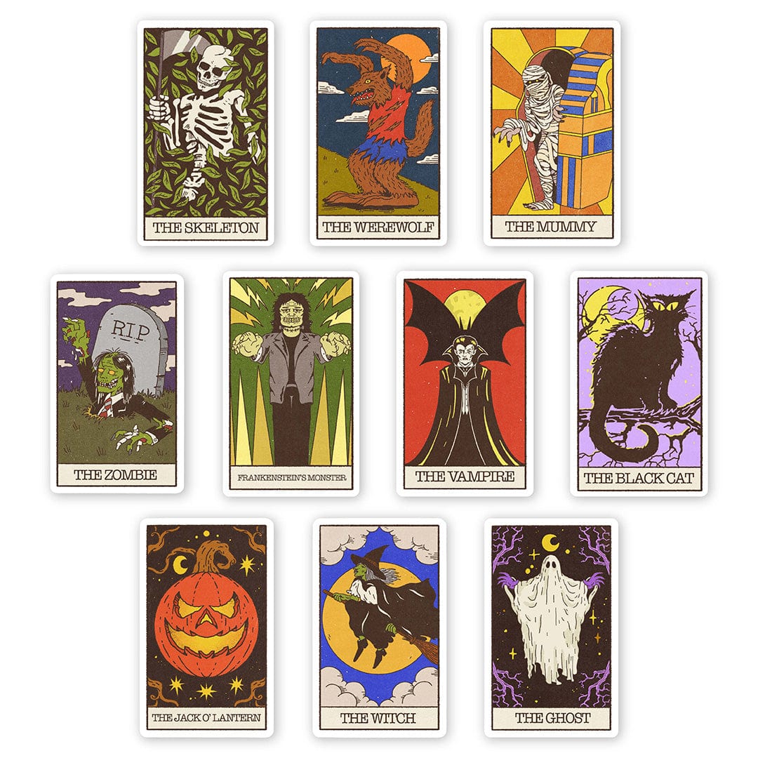 Halloween Monsters Tarot Card Stickers 10 Pack – Big Moods