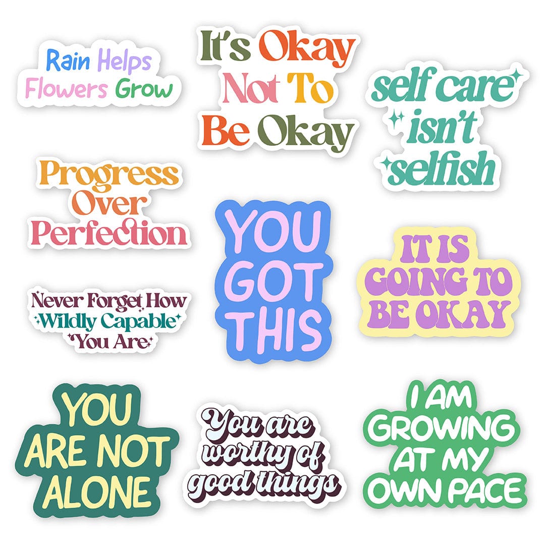 Mental Health Awareness Text Stickers 10 Pack – Big Moods