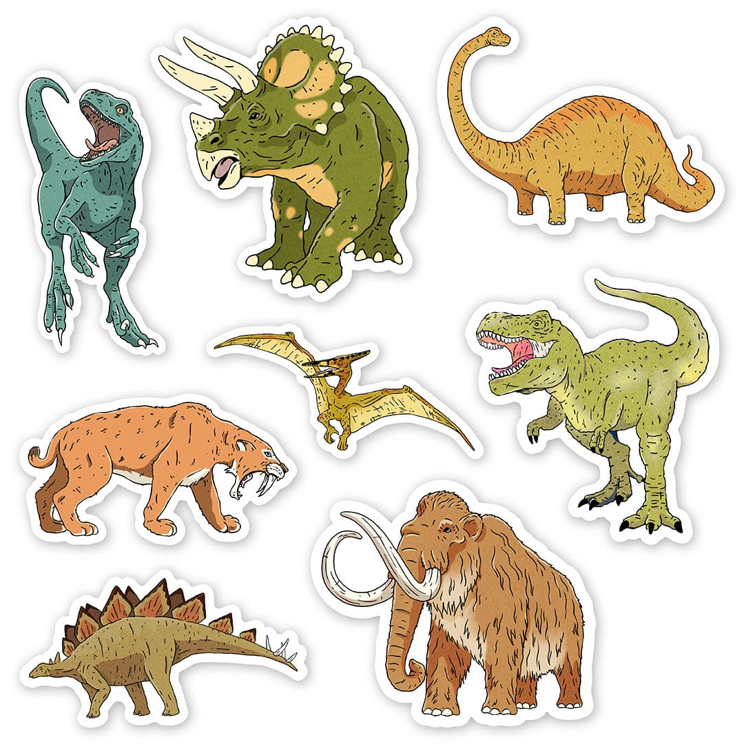 Prehistoric Dinosaurs + More Stickers 8 Pack – Big Moods