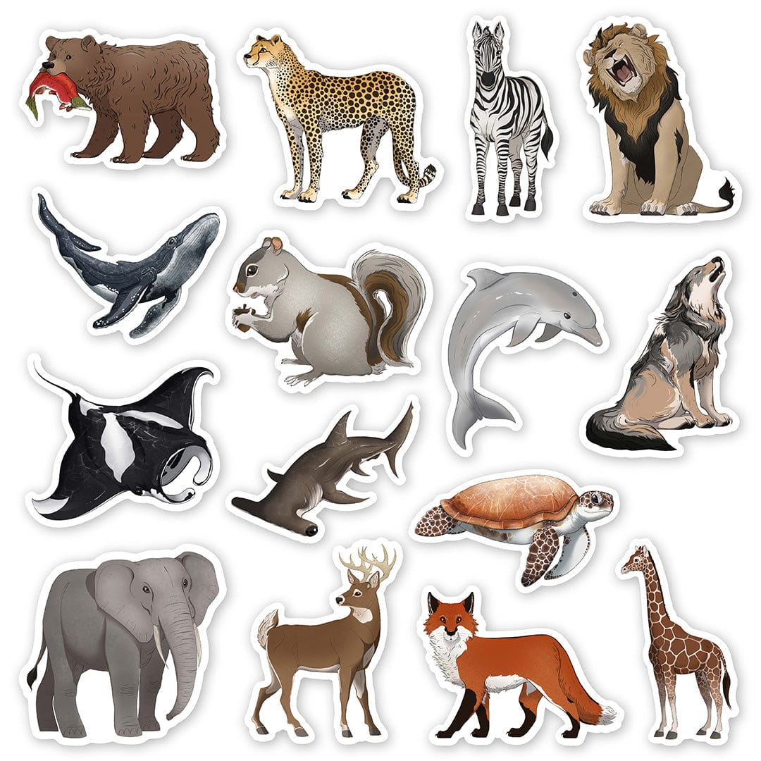 Realistic Animals Collection Stickers 15 Pack – Big Moods