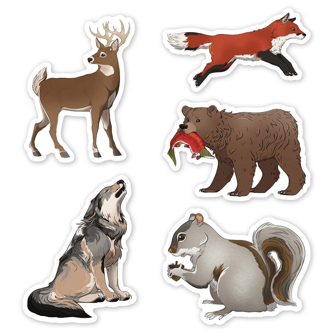 Realistic Forest Animals Stickers 5 Pack – Big Moods