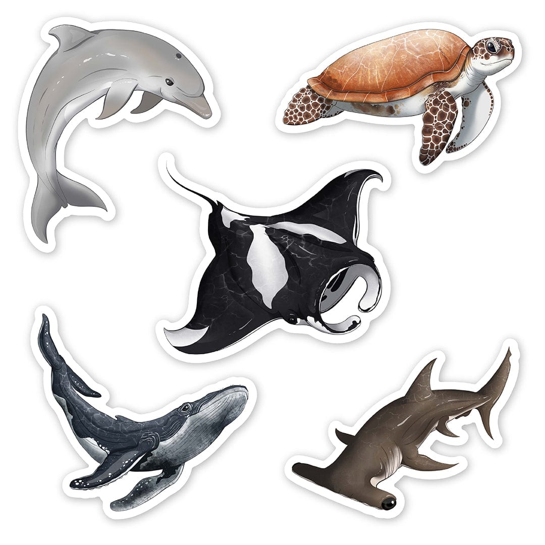 Realistic Ocean Animals Stickers 5 Pack – Big Moods