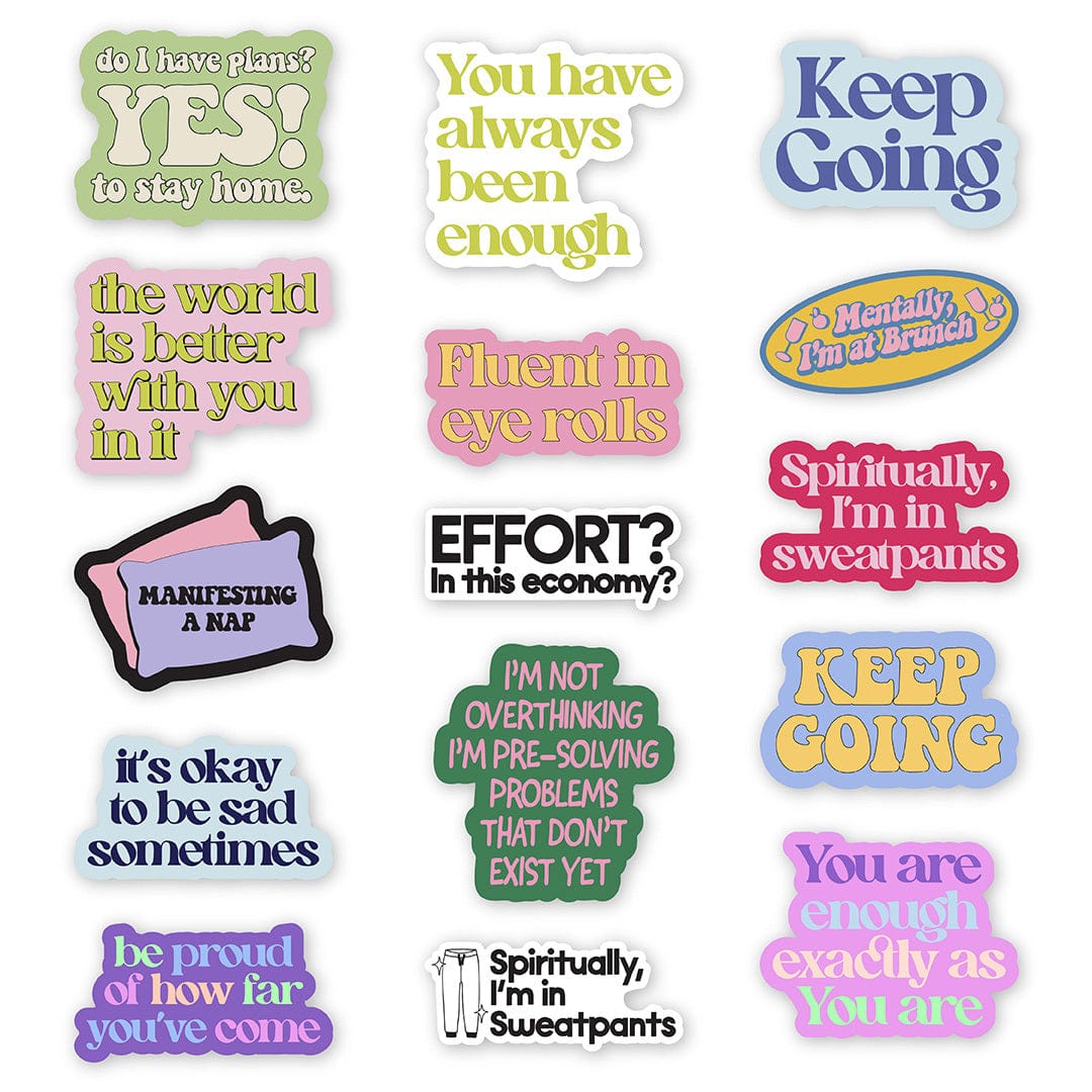 Trendy Phrases Stickers 15 Pack – Big Moods