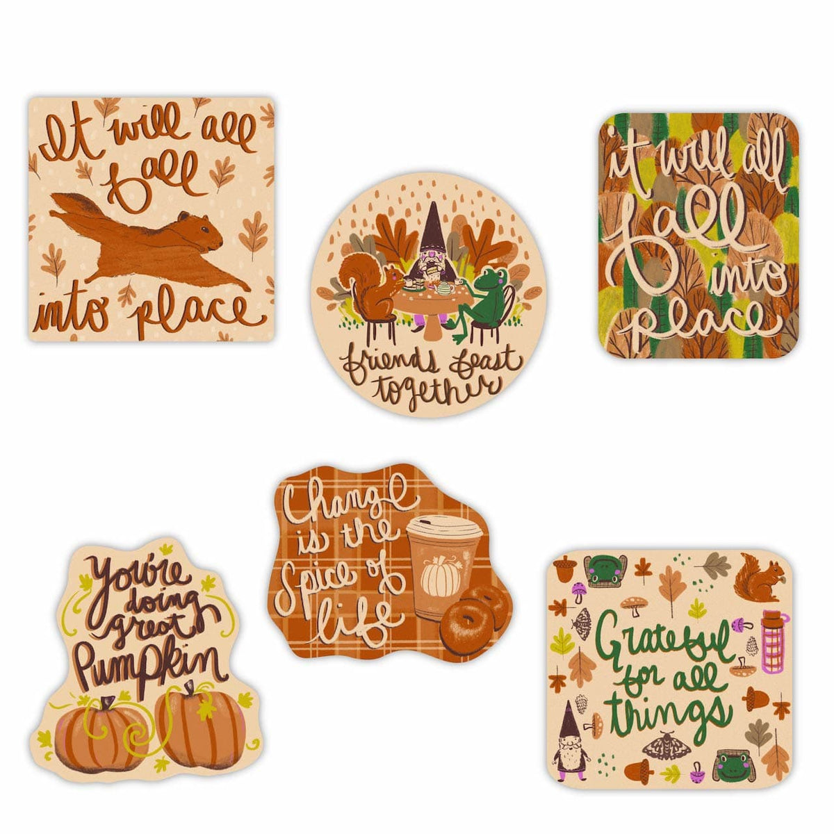 Autumn Positivity Sticker 6 Pack – Big Moods