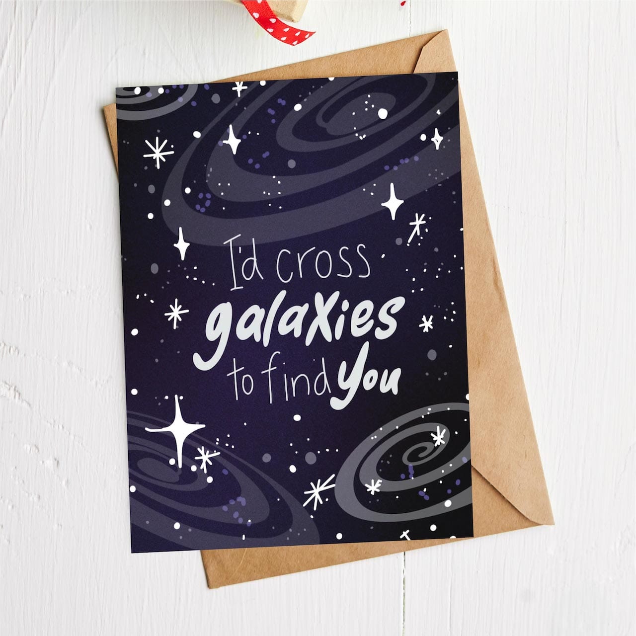"I'd cross galaxies to find you" Space Valentine's Day Card – Big Moods