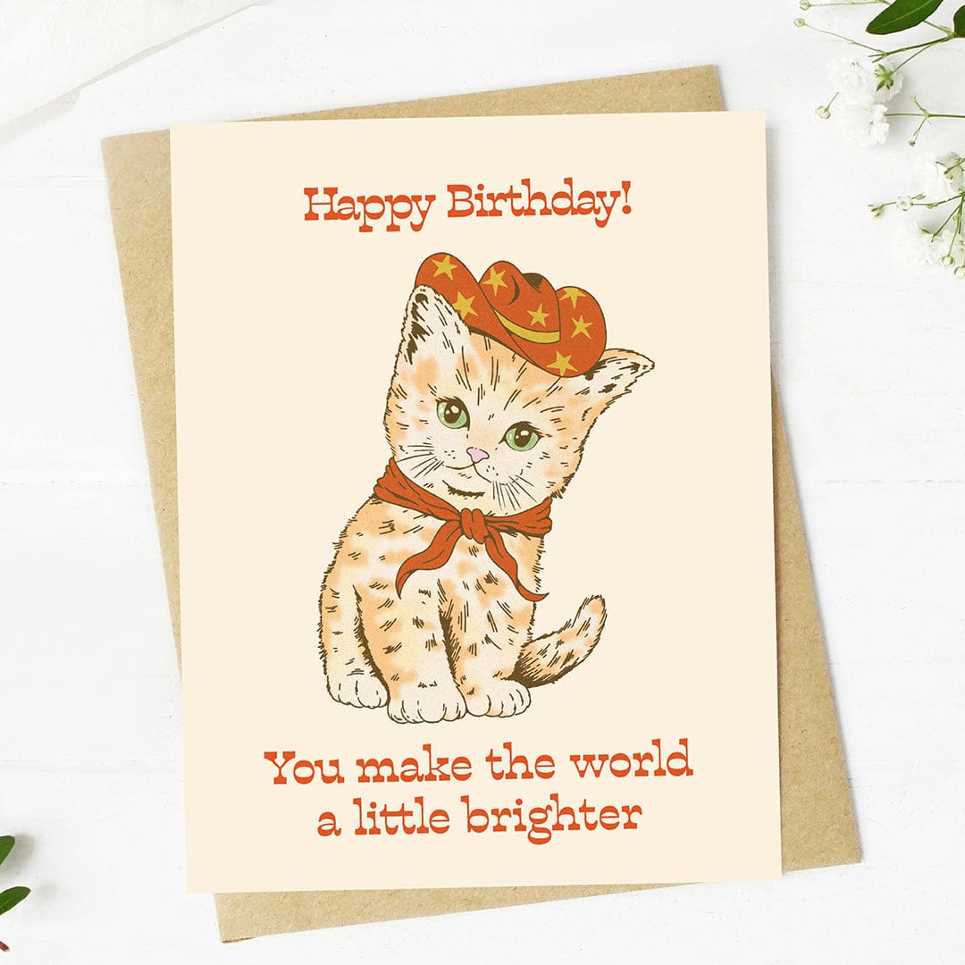 "You make the world a little brighter" Cat Birthday Card – Big Moods