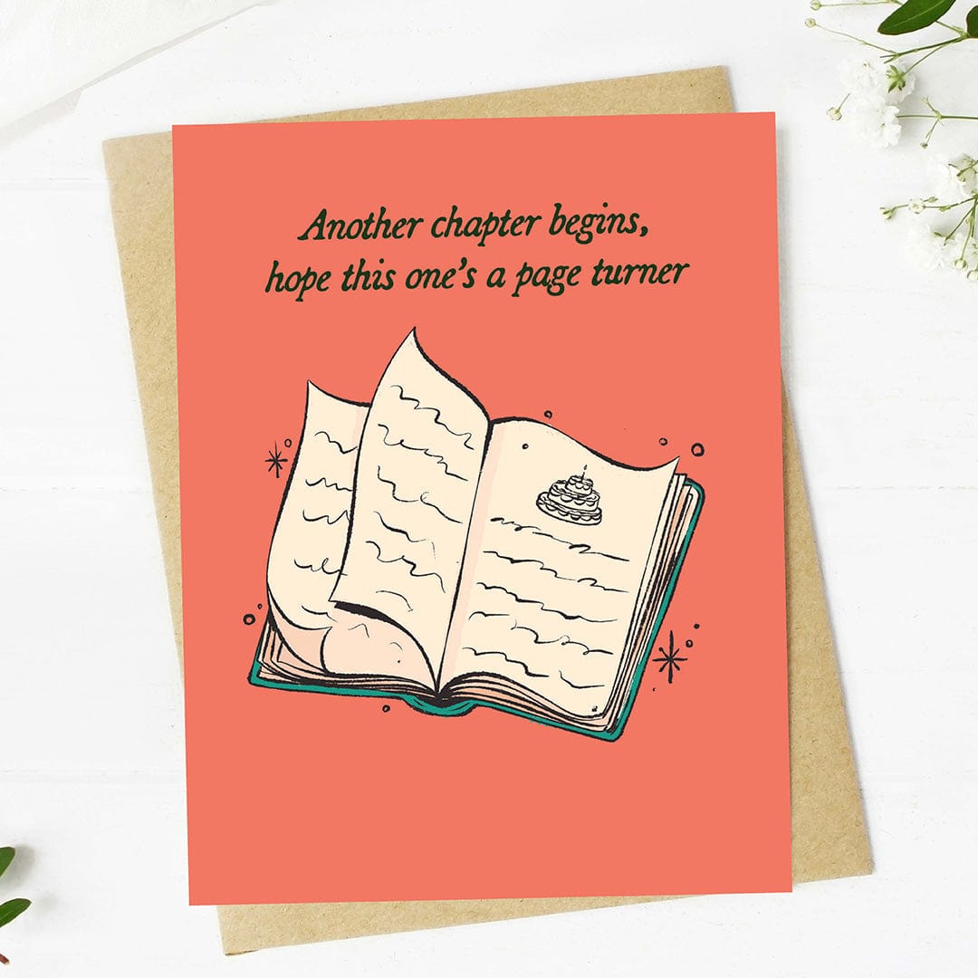 "Another chapter begins..." Bookish Birthday Card – Big Moods