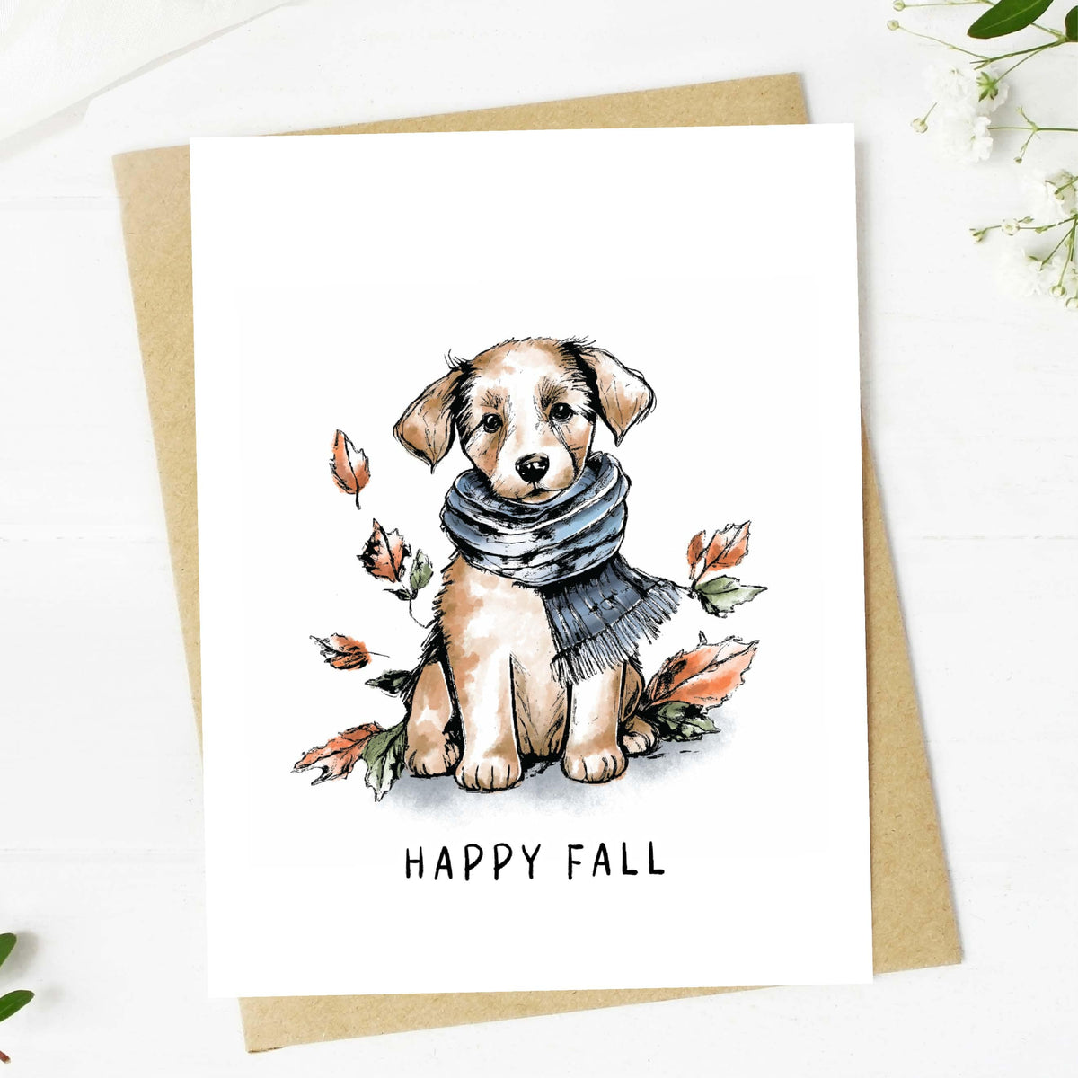 "Happy Fall" Cute Puppy Greeting Card – Big Moods