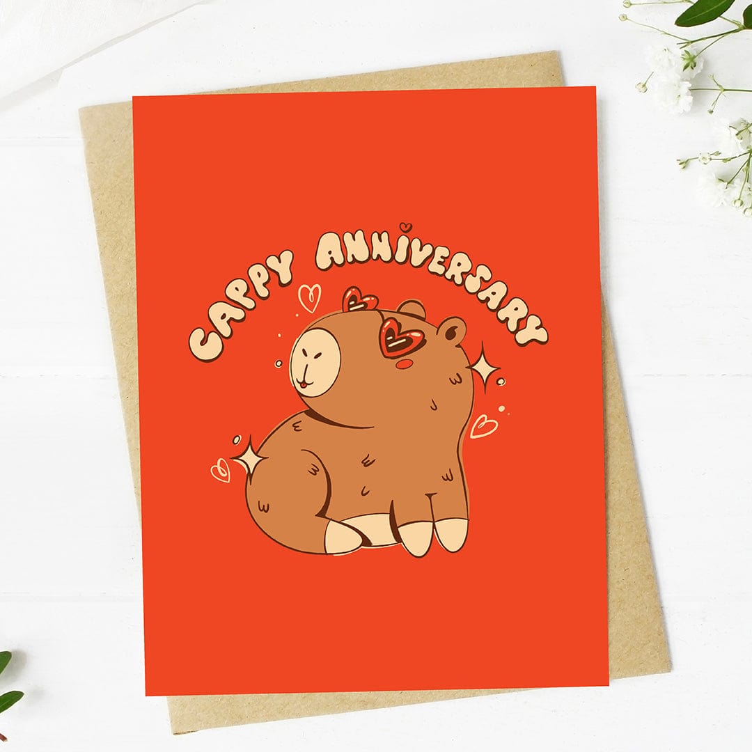 "Cappy Anniversary" Cute Capybara Greeting Card – Big Moods
