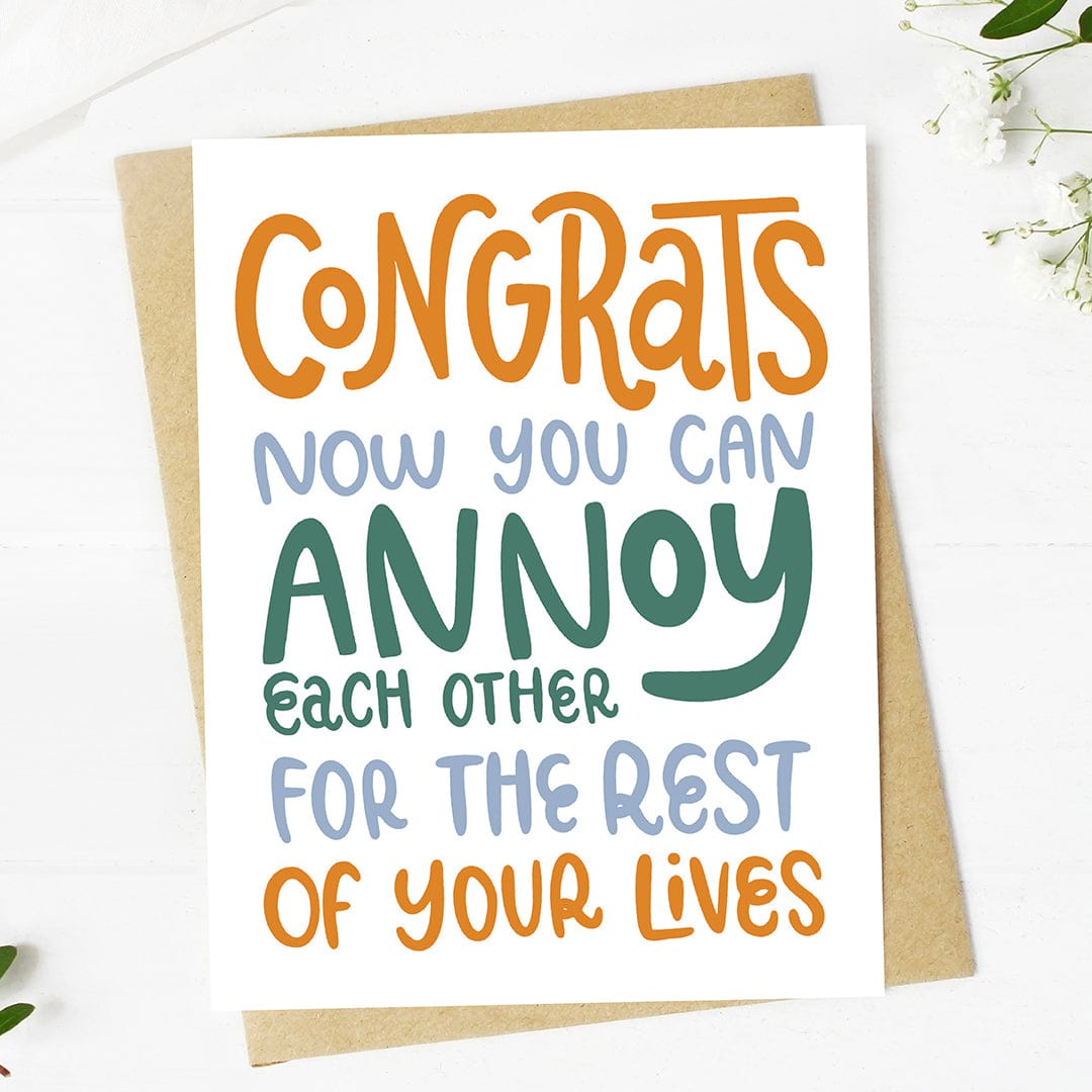 "Congrats, now you can annoy each other" Funny Wedding Card – Big Moods