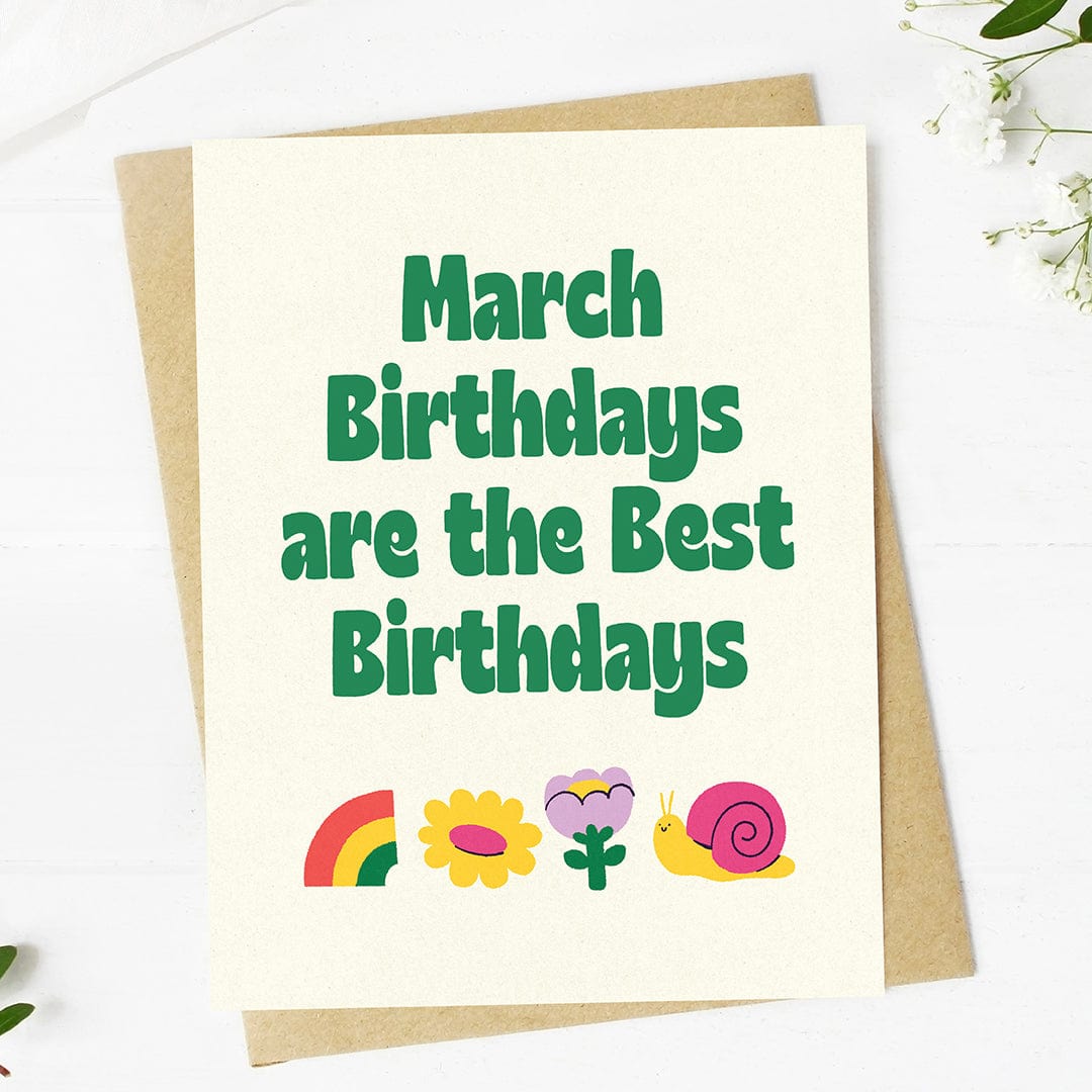 "March birthdays are the best birthdays" Spring Icons Card – Big Moods