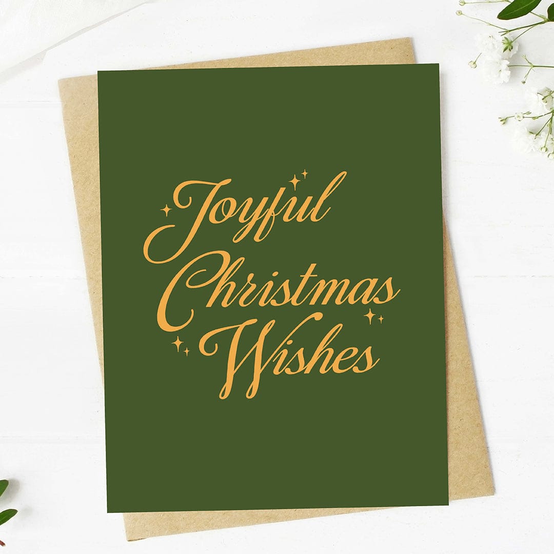 Joyful Christmas Wishes Cursive Text Card – Big Moods