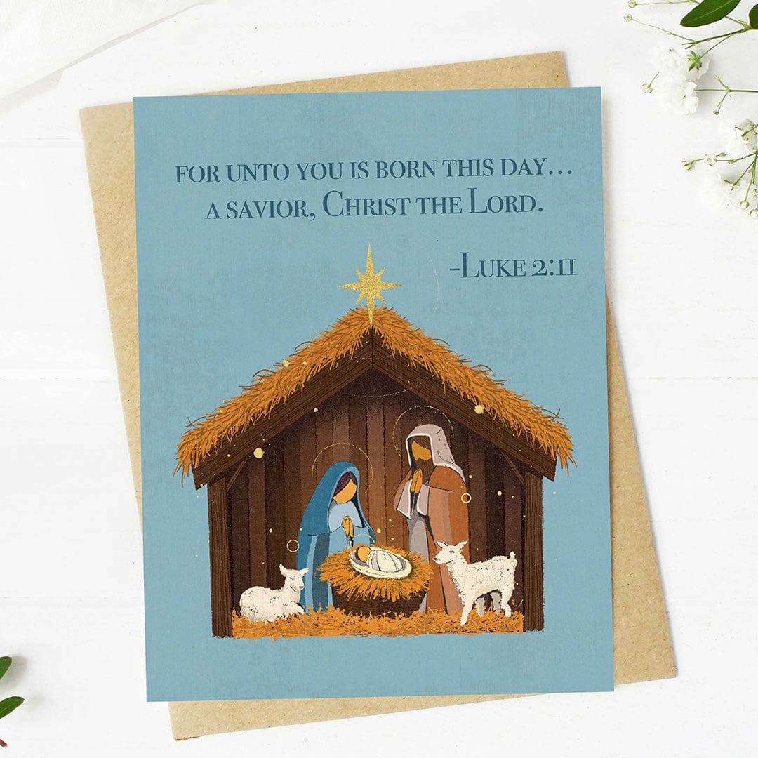 Savior Is Born Luke 2:11 Nativity Faith Christmas Card – Big Moods