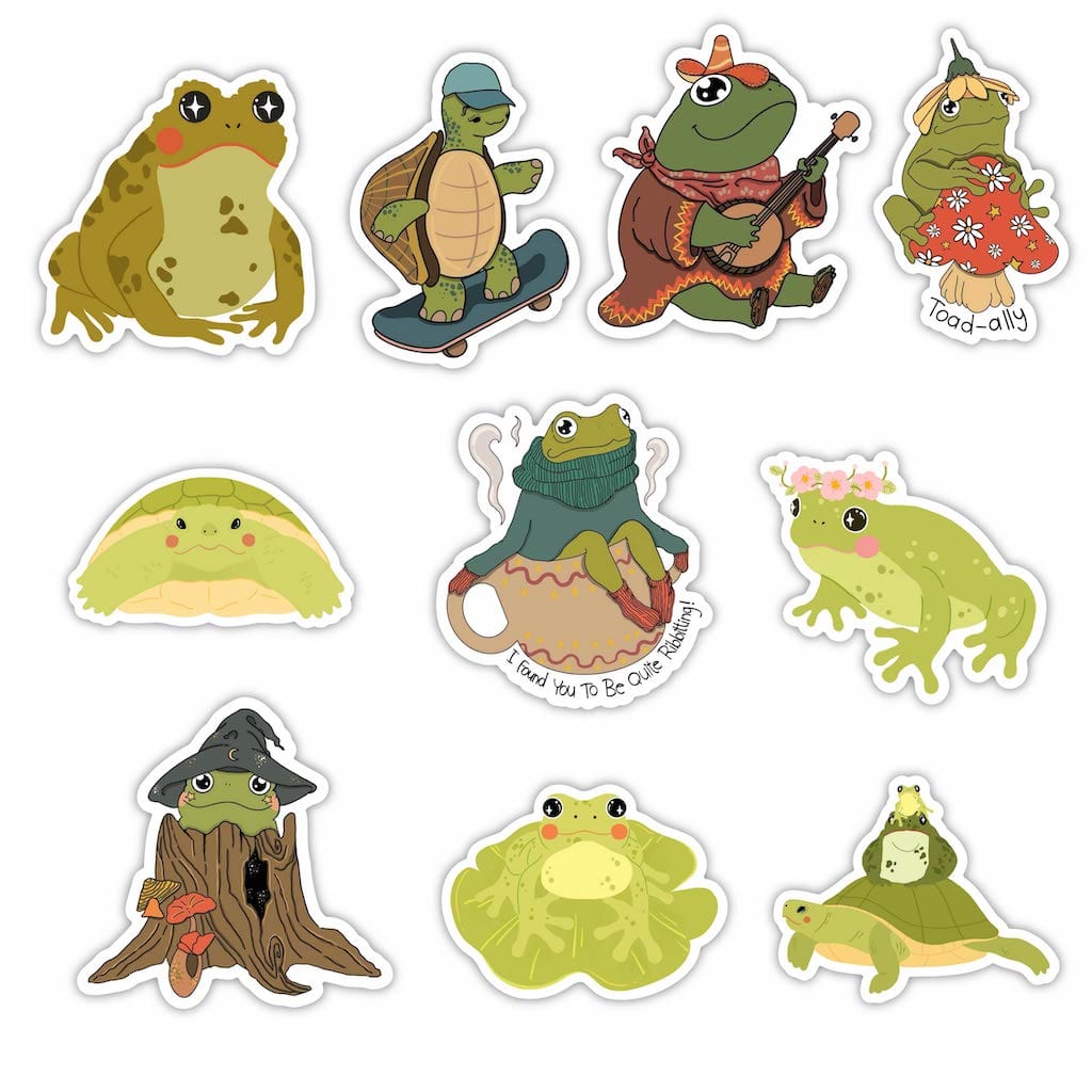 Frog and Turtle Sticker 10 Pack – Big Moods