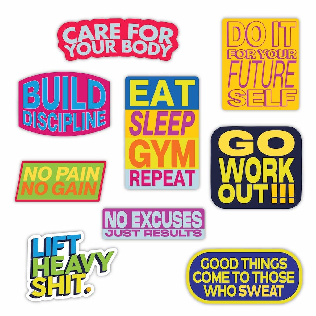 Gym Motivation Sticker 9 Pack – Big Moods
