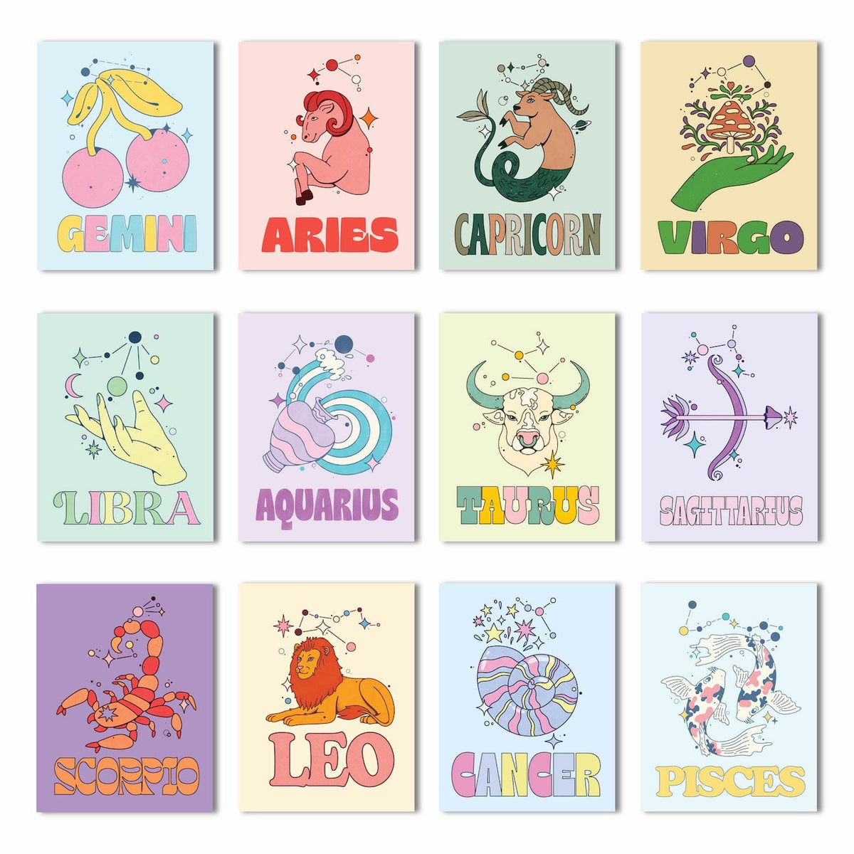 Zodiac Signs Cards 12 Pack – Big Moods