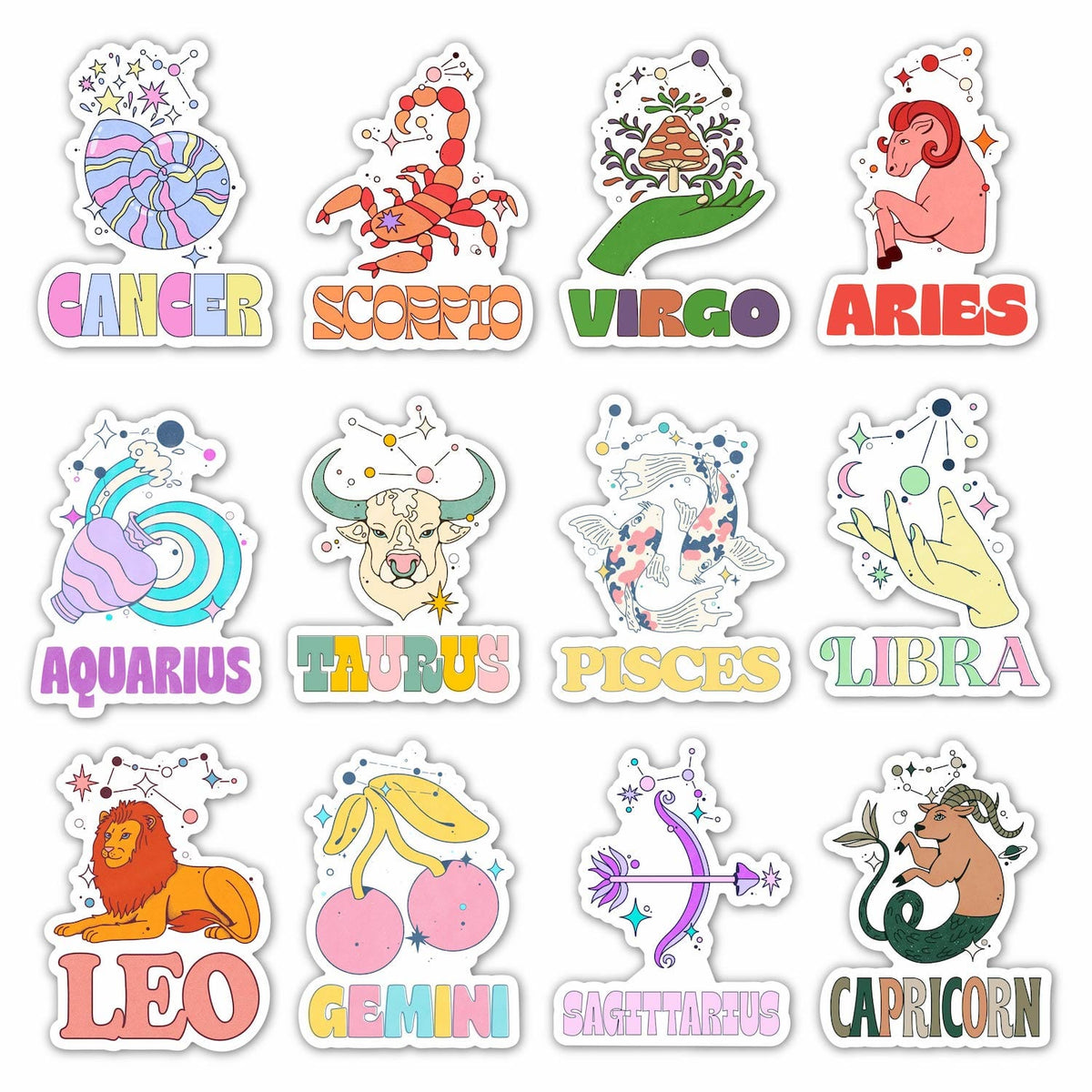 Zodiac Signs Sticker 12 Pack – Big Moods